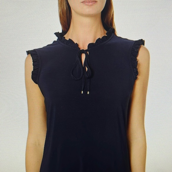 Tommy Hilfiger | Tops | Tommy Hilfiger Sleeveless Tie Neck Ruffle Front ...